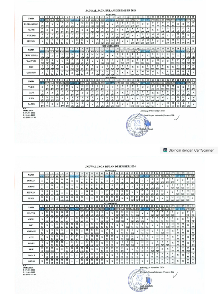Jadwal Pam Des 2024 Rev | PDF