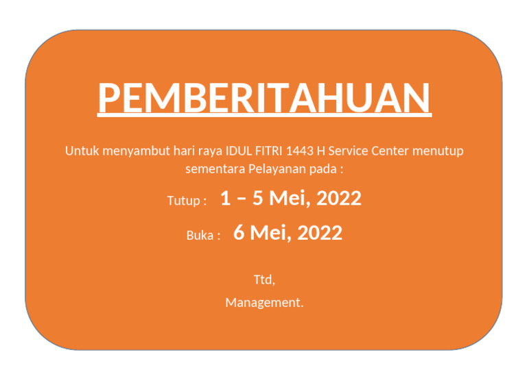 Door Sticker - Pemberitahuan Libur Idul Fitri | PDF