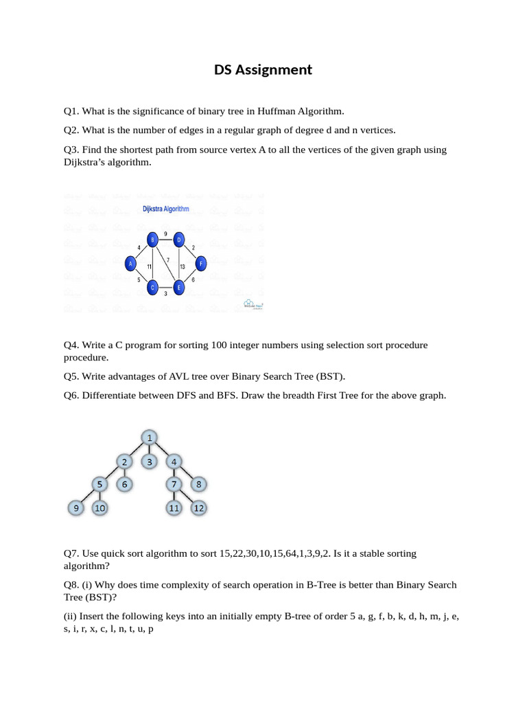 Data Structures and Algorithms Assignment | PDF