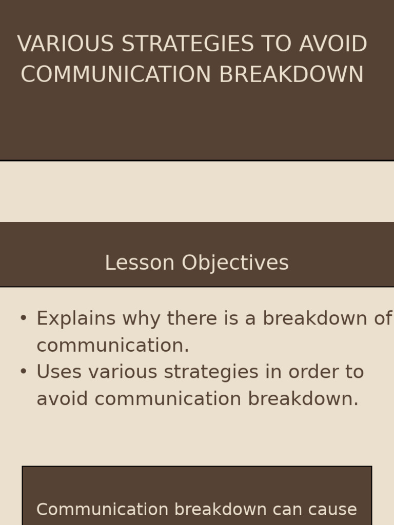 Various Strategies To Avoid Communication Breakdown | PDF | Communication | Thought