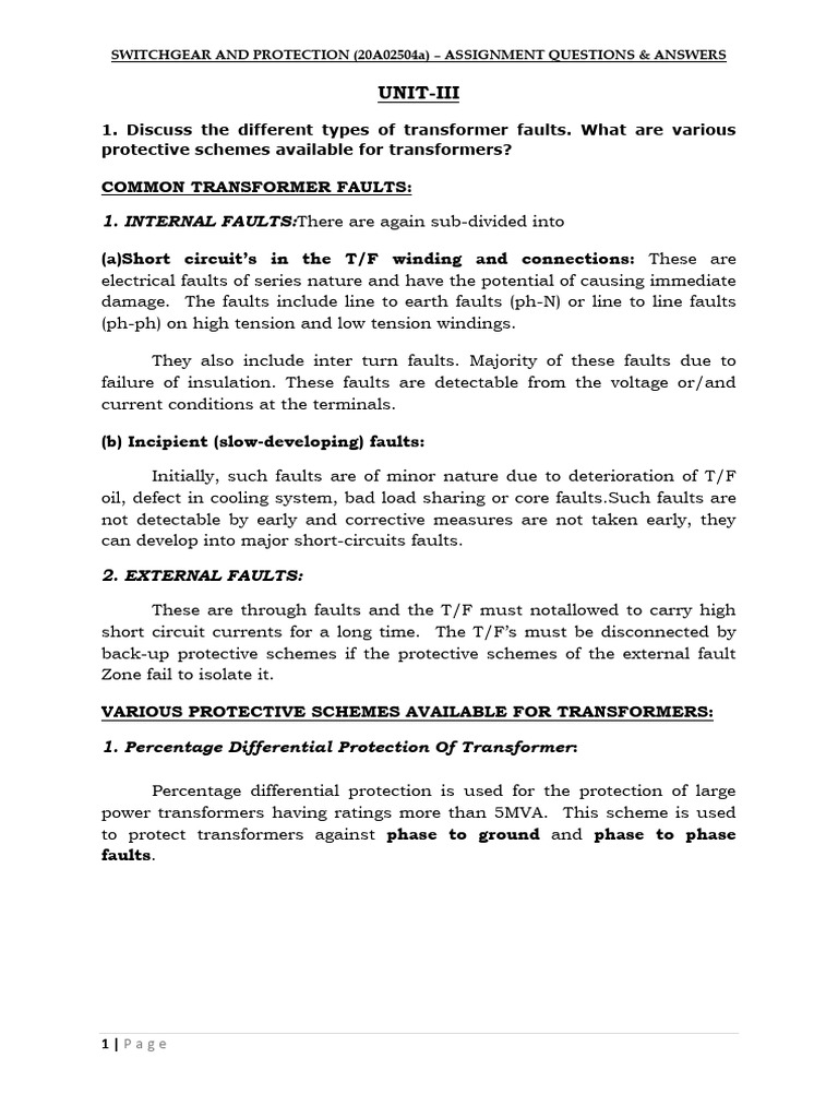 SGP Assignment Questions & Answers (Unit-3) | PDF | Relay | Electric Generator