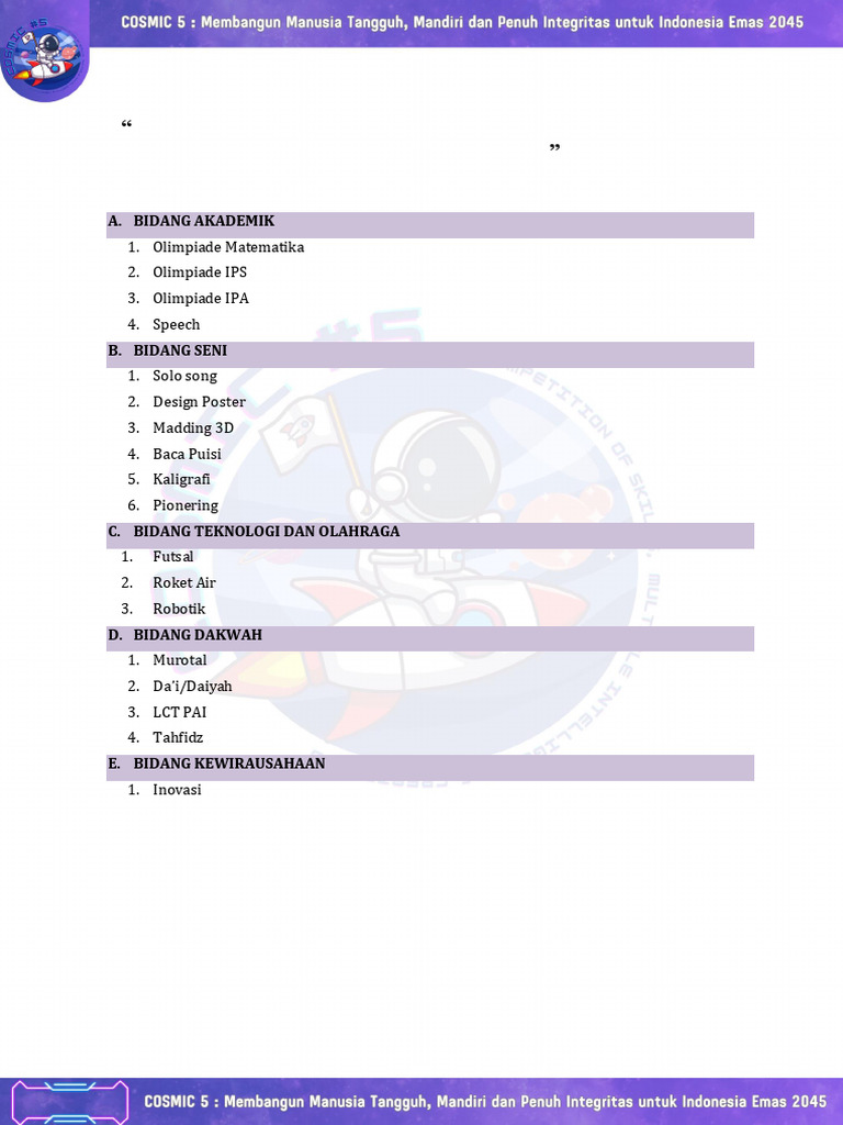 Juknis Lomba Final COSMIC V | PDF