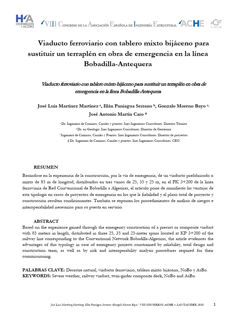 Viaducto Ferroviario Con Tablero Mixto Bijáceno para Sustituir Un Terraplén en Obra de ...