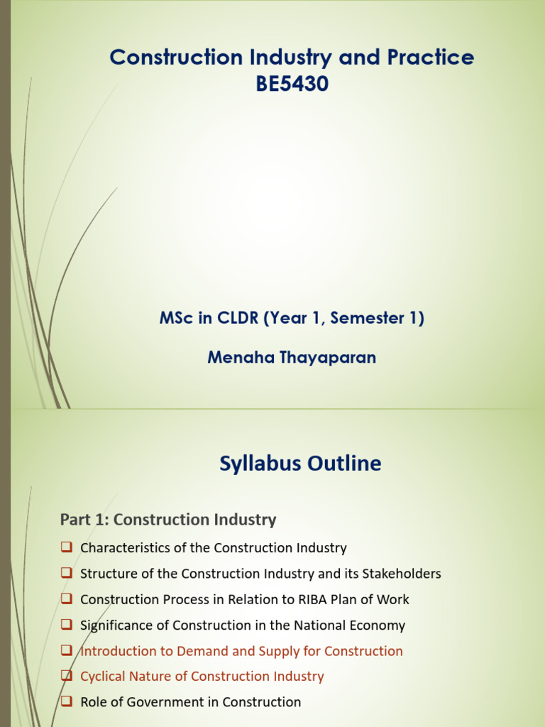 Lesson 5 - Demand, Supply and Cyclical nature of construction | PDF ...
