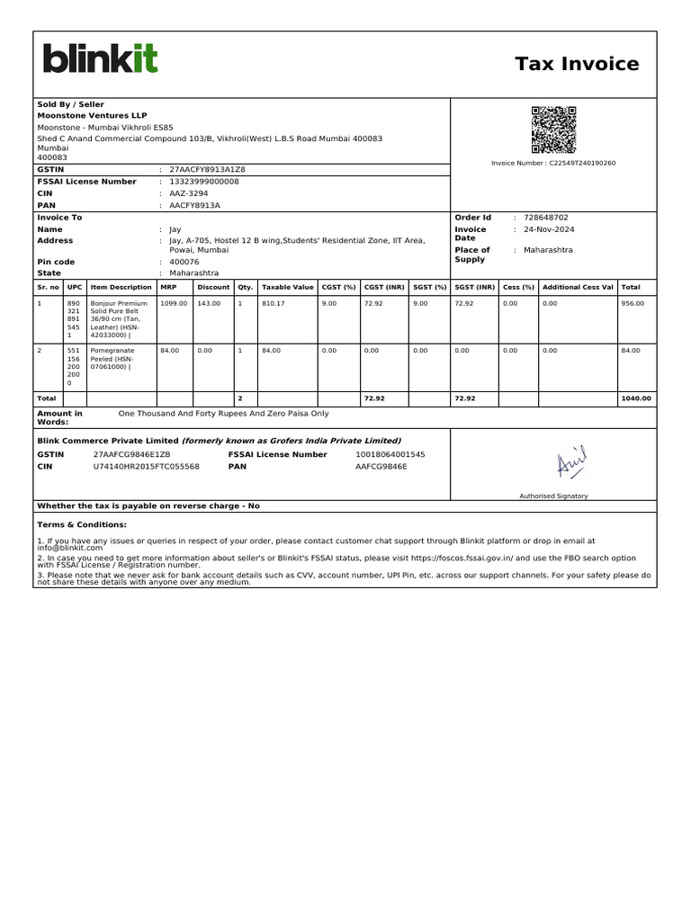 ForwardInvoice ORD605714622 | PDF | Invoice | Economy Of India