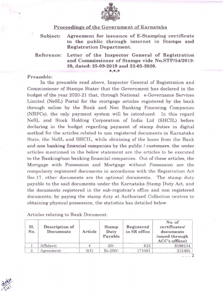 Karnataka E-Stamping System Overview | PDF | Banks | Private Law