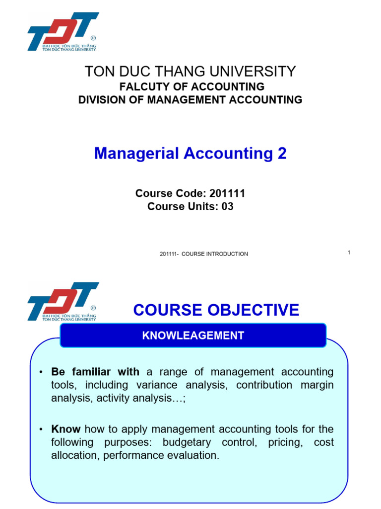 KTQT2 - C00 - Course Introduction | PDF | Management Accounting | Cost Accounting