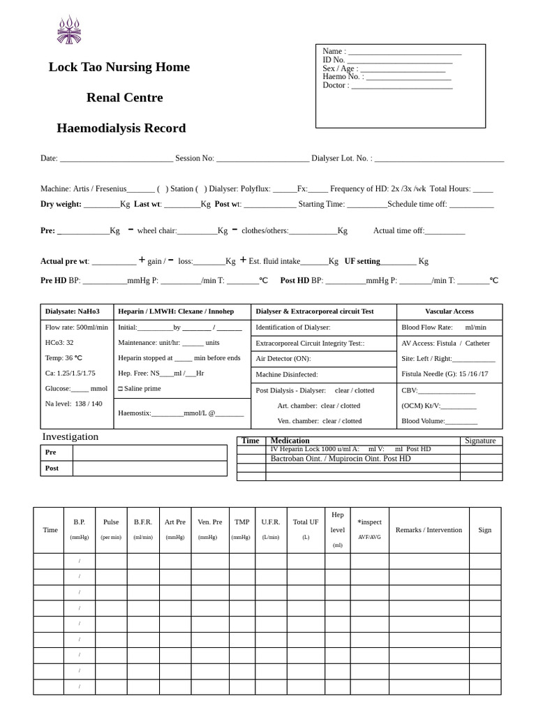 09-HD Record New Version 2020 | PDF | Hemodialysis | Clinical Medicine