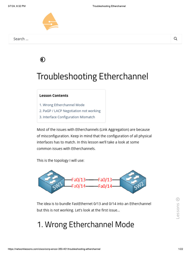 Cisco Etherchannel Troubleshooting | PDF | Computing | Networking Standards