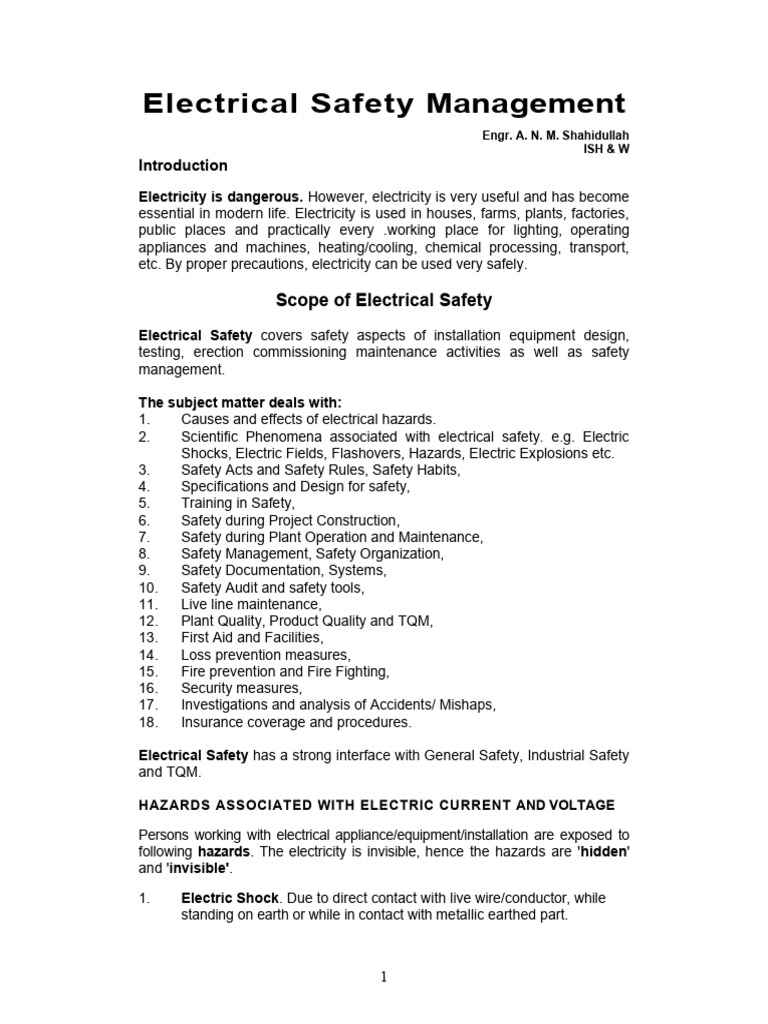 _.4. Dsc Electrical Safety.word (24!08!2024) (1) | PDF | Insulator ...