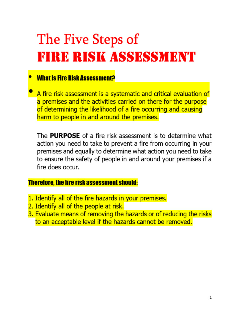Send Five Steps of Fire Risk Assessment | PDF | Risk | Risk Assessment