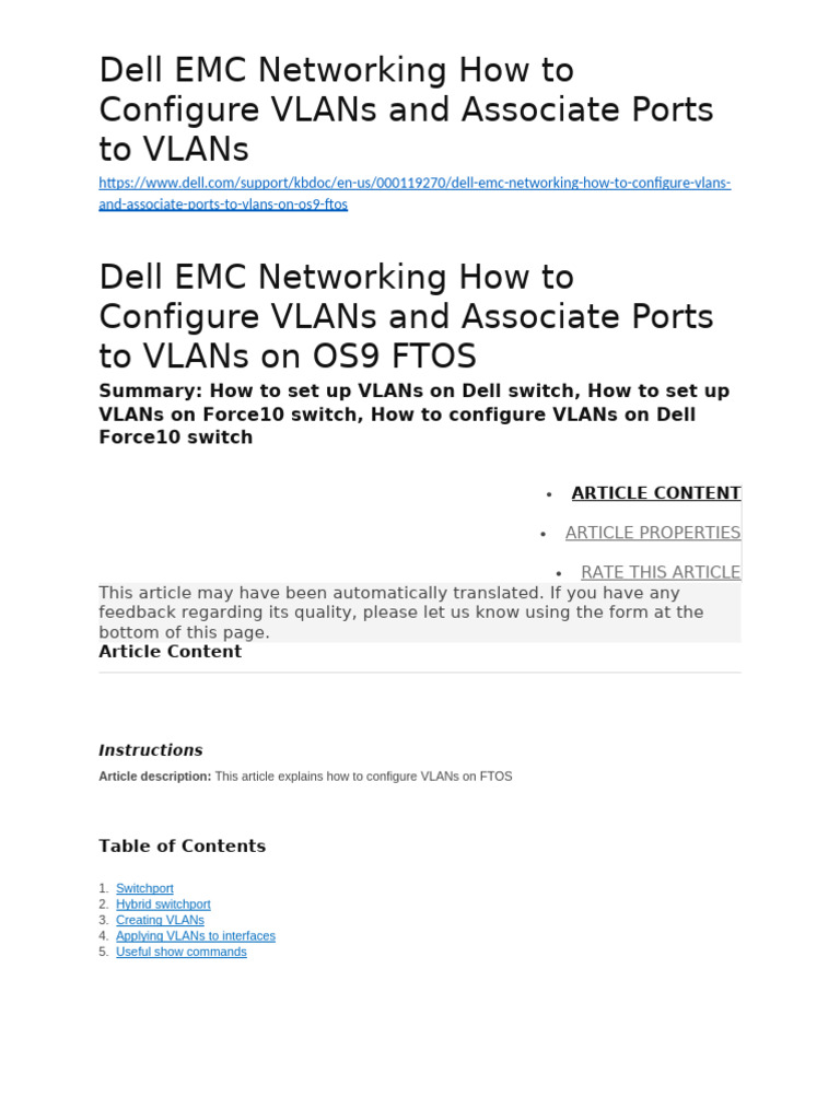 Configure VLANs on Dell Switches | PDF | Computing | Networking Standards