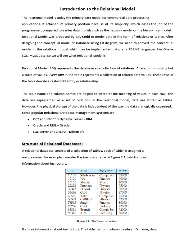 Unit-3 Relational Data Model | PDF | Relational Database | Relational Model Unit-3 Relational Data Model | PDF | Relational Database | Relational Model