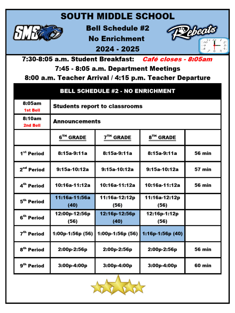 SMS Bell Schedule 2024-2025 | PDF