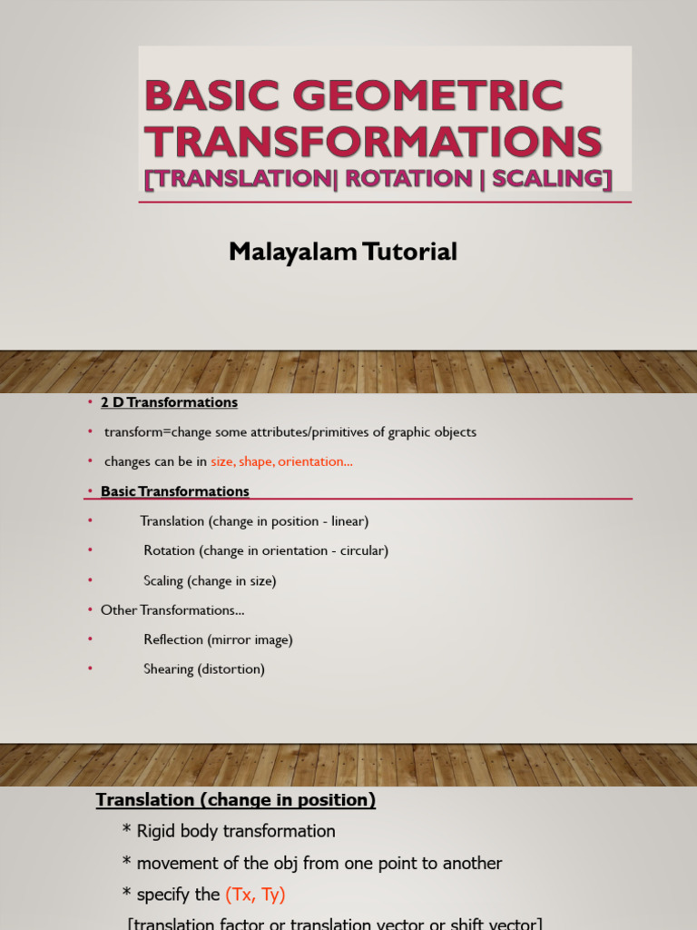 Basic Geometric Transformations Guide | PDF | Classical Geometry ...