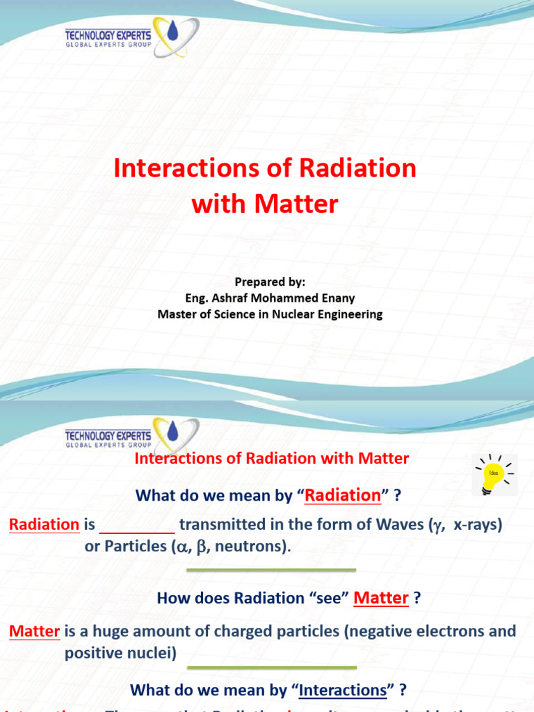 Radiation-Matter Interaction Overview | PDF | Neutron | Radiation