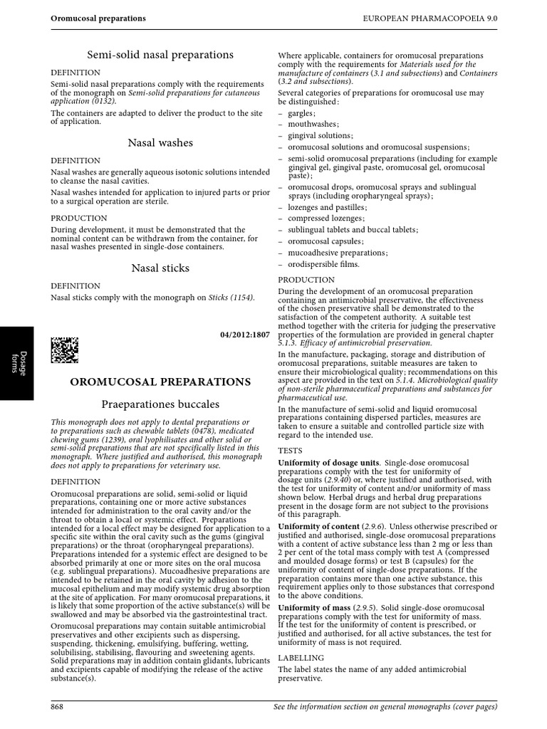 Oromucosal Preparations Overview | PDF | Tablet (Pharmacy) | Injection ...