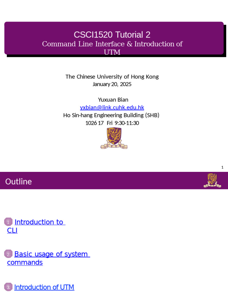 CLI & UTM Intro for CUHK Students | PDF | Graphical User Interfaces | Command Line Interface