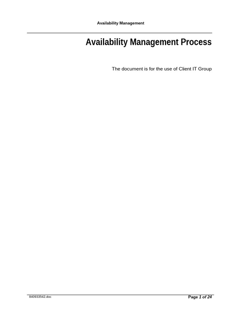GIIS IT - Availability Management Process - 2015 Version 1.0 | PDF ...