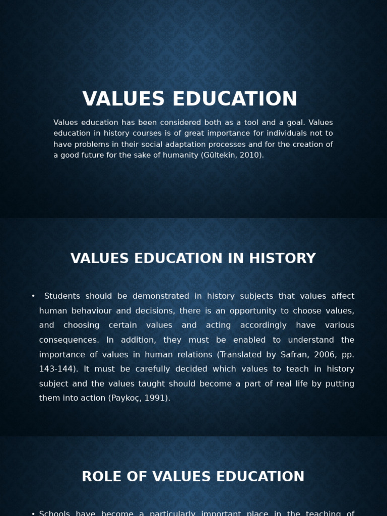 Importance of Values Education in History | PDF | Liberal Arts ...