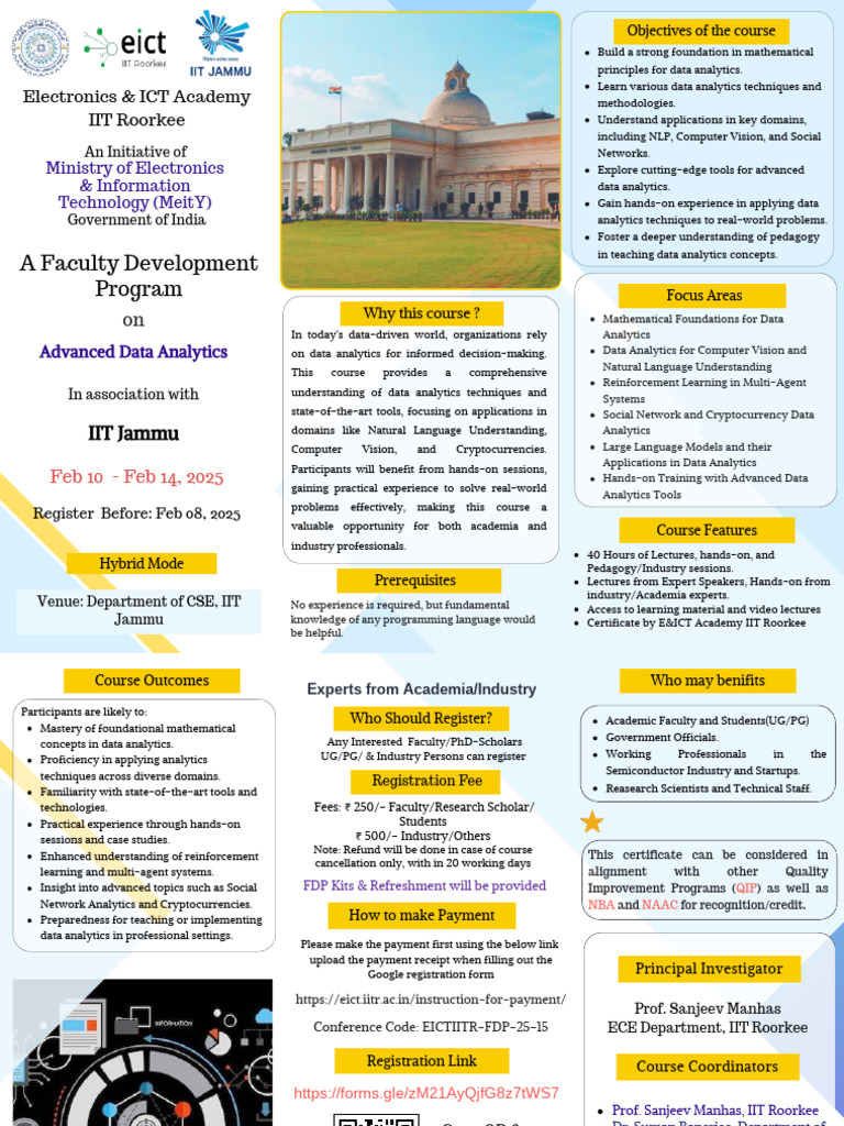 EICTIITR FDP ADA Brochure | PDF | Analytics | Data