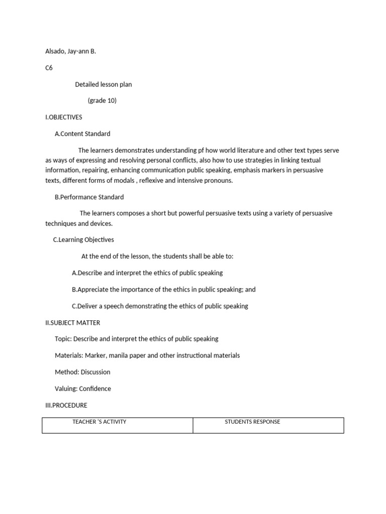 Alsado, Jay-ann-WPS Office | PDF | Public Speaking | Integrity