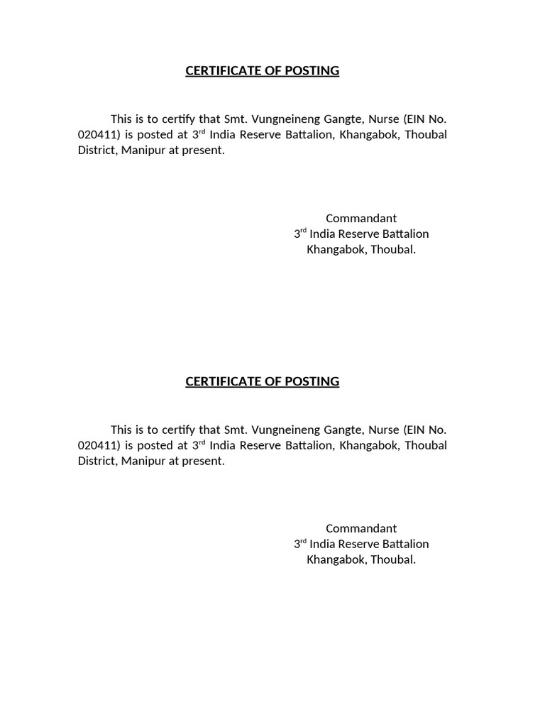 Certificate of Posting | PDF