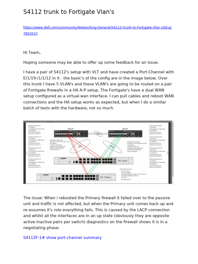 Fortigate VLAN Trunking Issues with LACP | PDF | Data Transmission ...