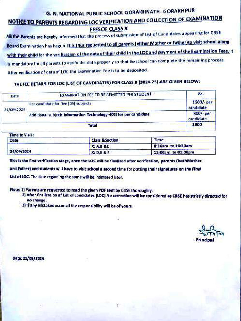 Notice For Class X | PDF