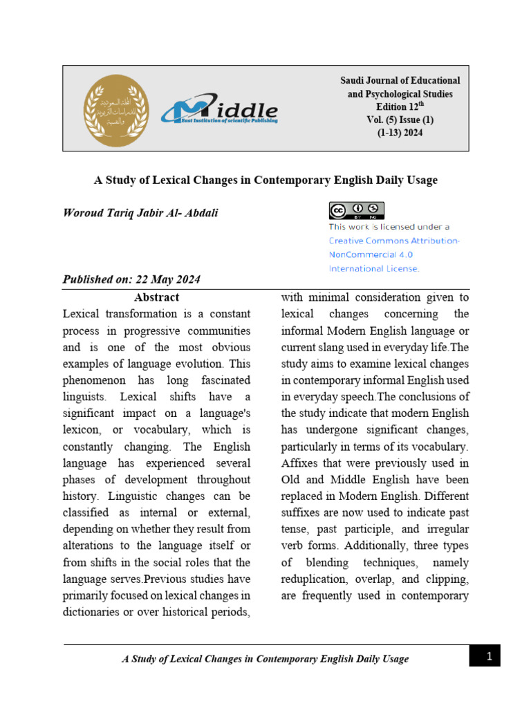 Lexical Changes in Modern English Usage | PDF | Lexicology | Lexicon