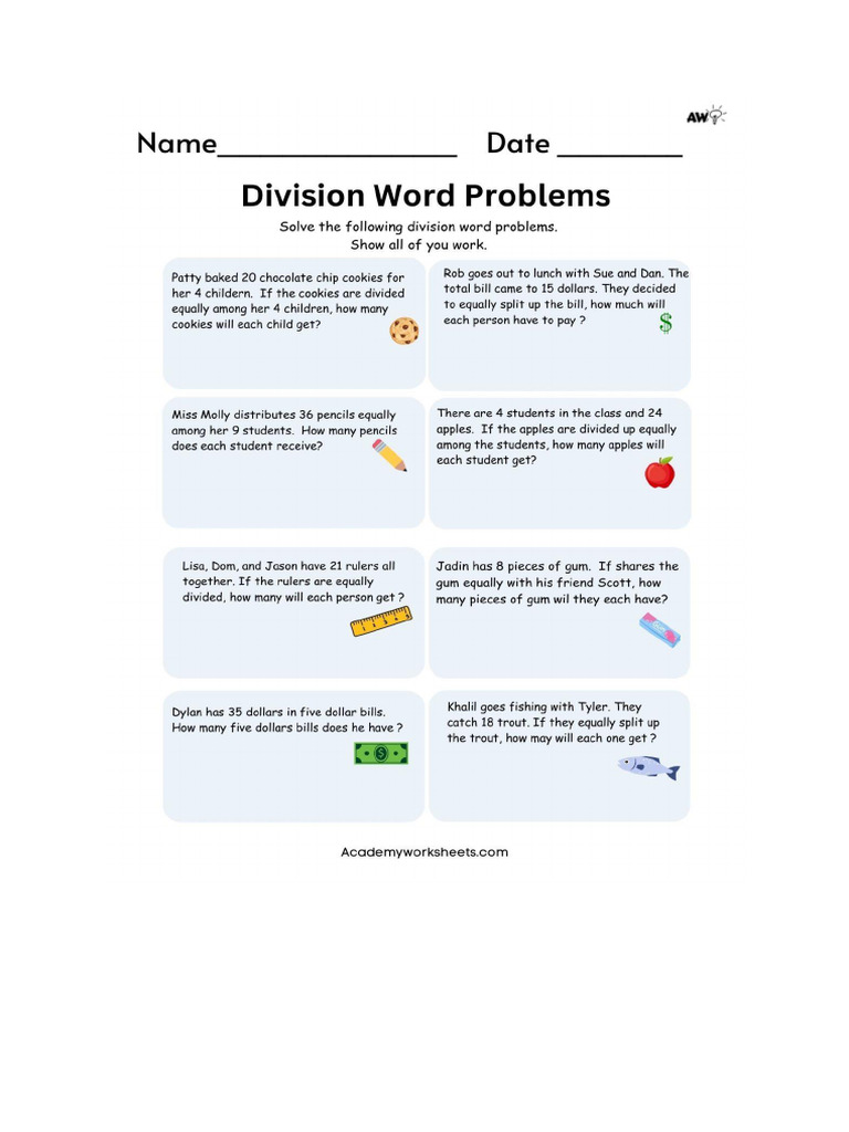 Division Word Problems | PDF