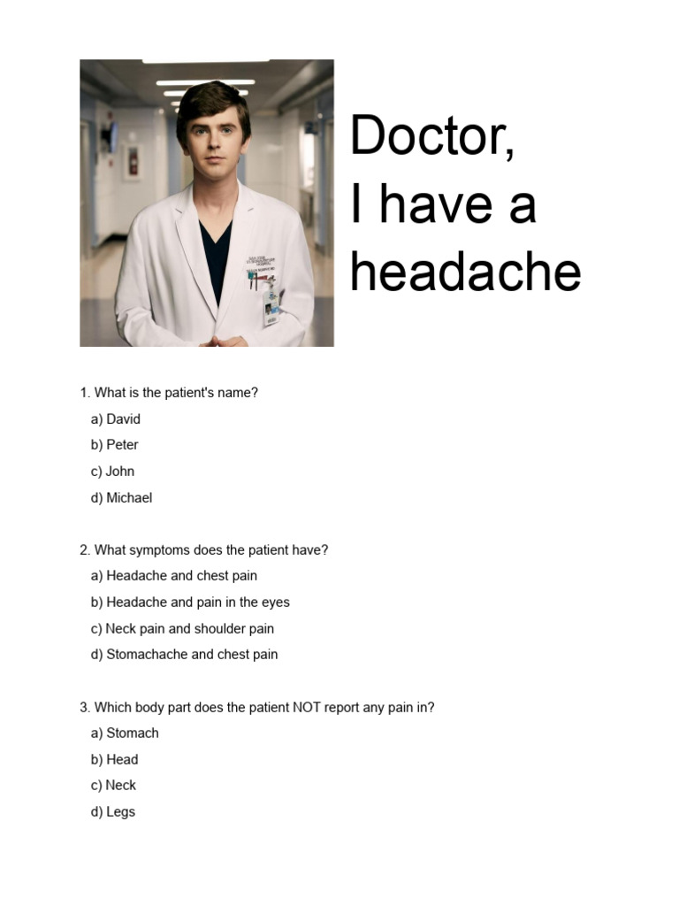 Doctor I Have A Headache - Questions | PDF