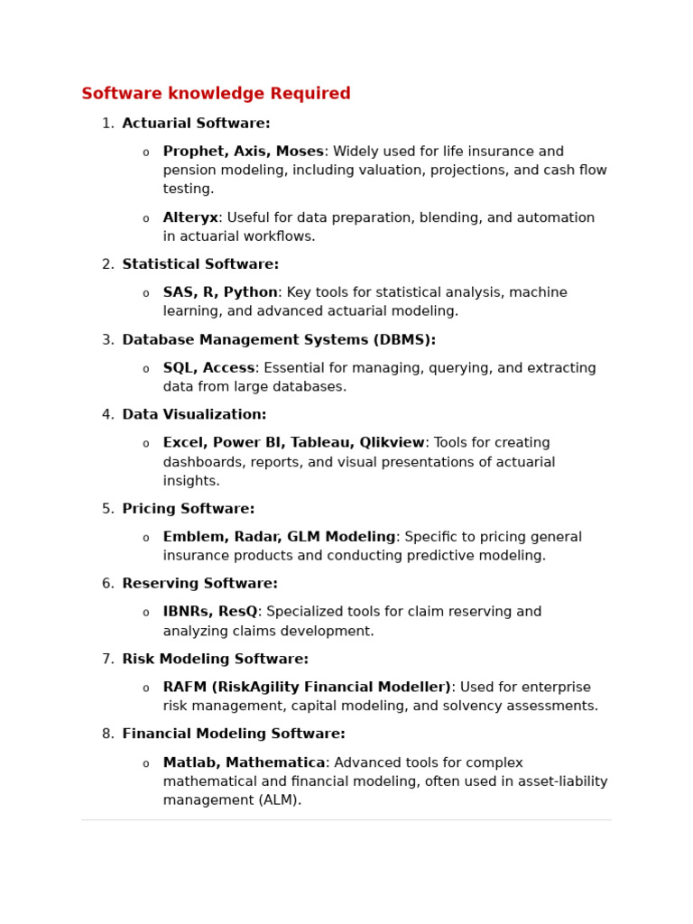 Actuarial Software Overview and Learning Path | PDF | Actuarial Science ...