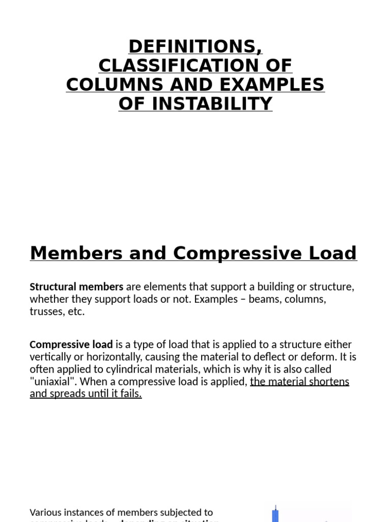 Definitions, Classification of Columns and Examples of | PDF | Buckling ...