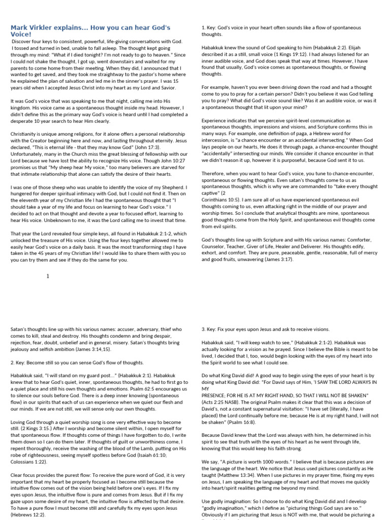 Mark Virkler Explains | PDF | Jesus | Prayer