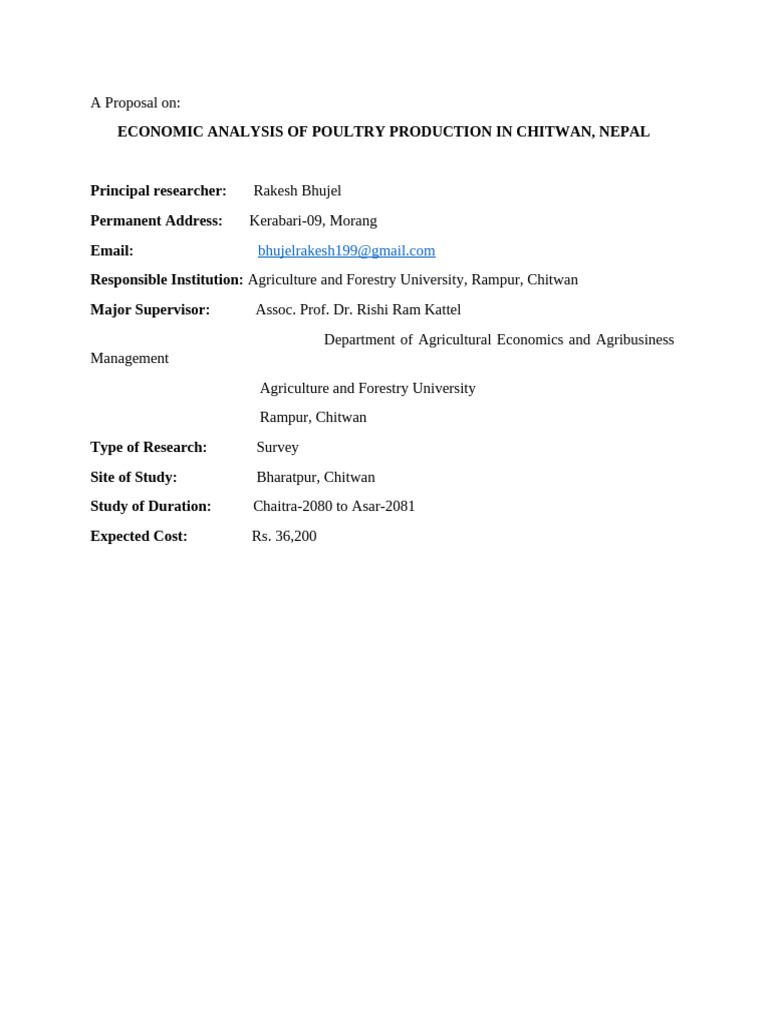 Proposal rakesh | PDF | Sampling (Statistics) | Survey Methodology