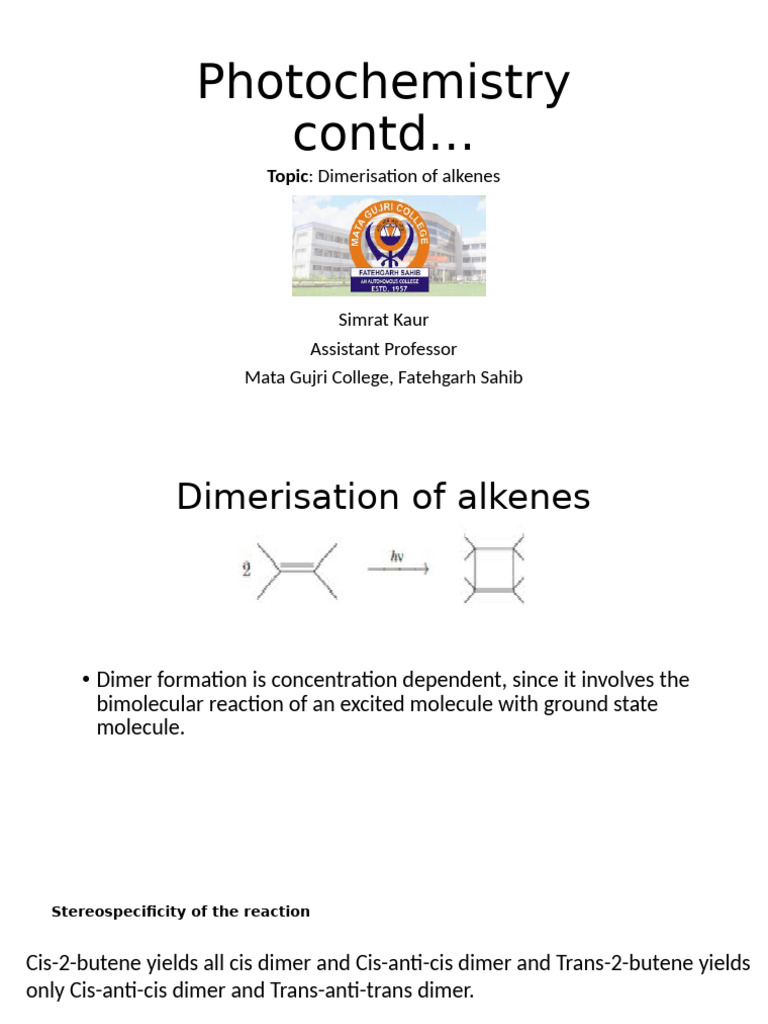 Dimerisation of Alkenes | PDF