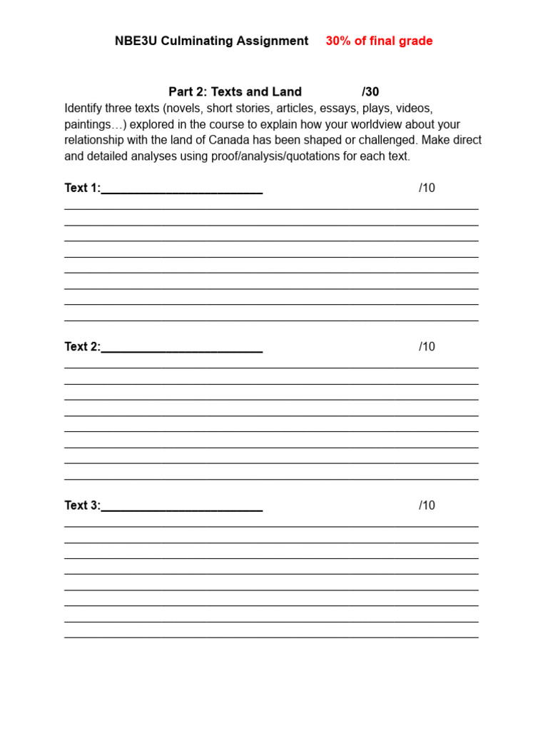 NBE3U Texts and Land Analysis Guide | PDF