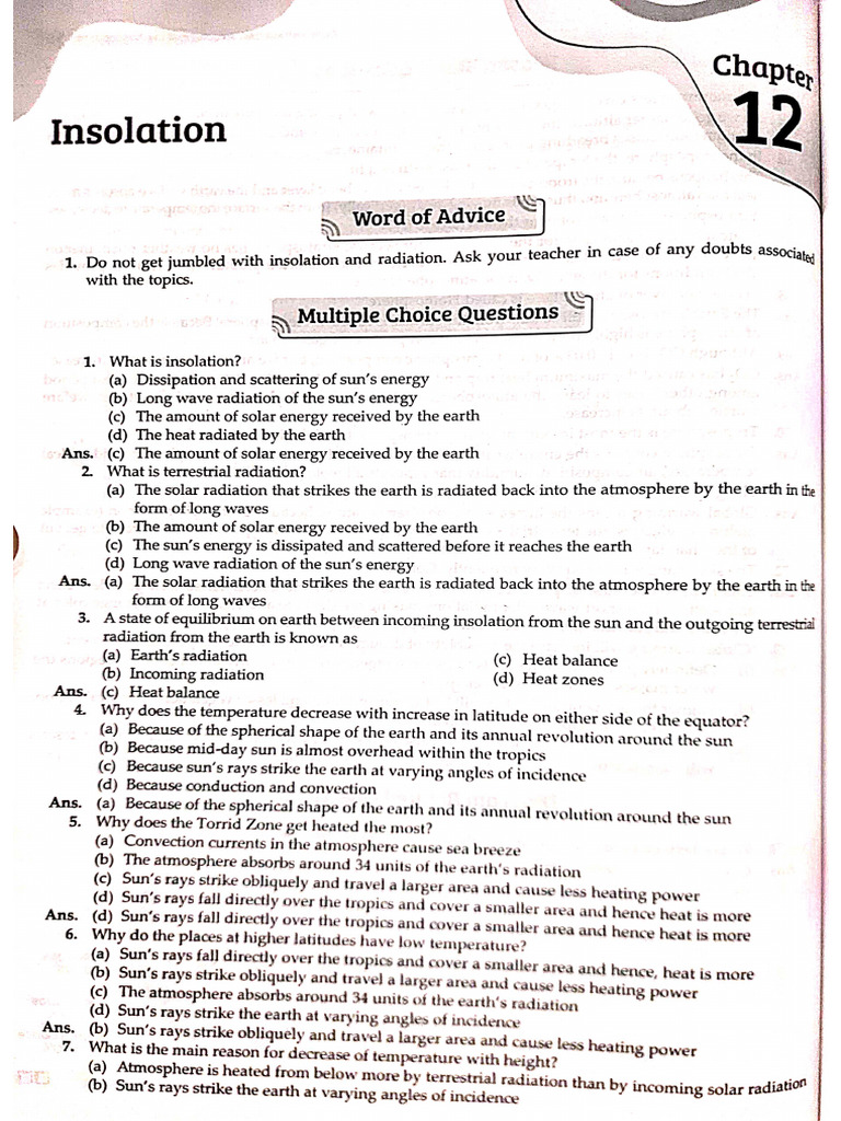Oswal Gurukul Geography Ch12 Insolation | PDF