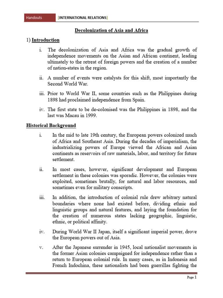 Decolonization in Asia and Africa | PDF | Decolonization | Imperialism