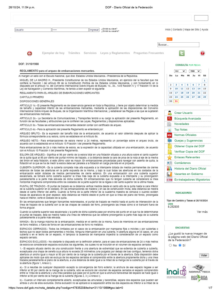 Reglamento de Arqueo de Embarcaciones | PDF | México | Buques