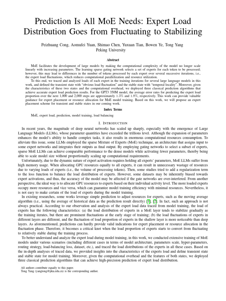 2024-Prediction Is All MoE Needs Expert Load Distribution Goes From ...