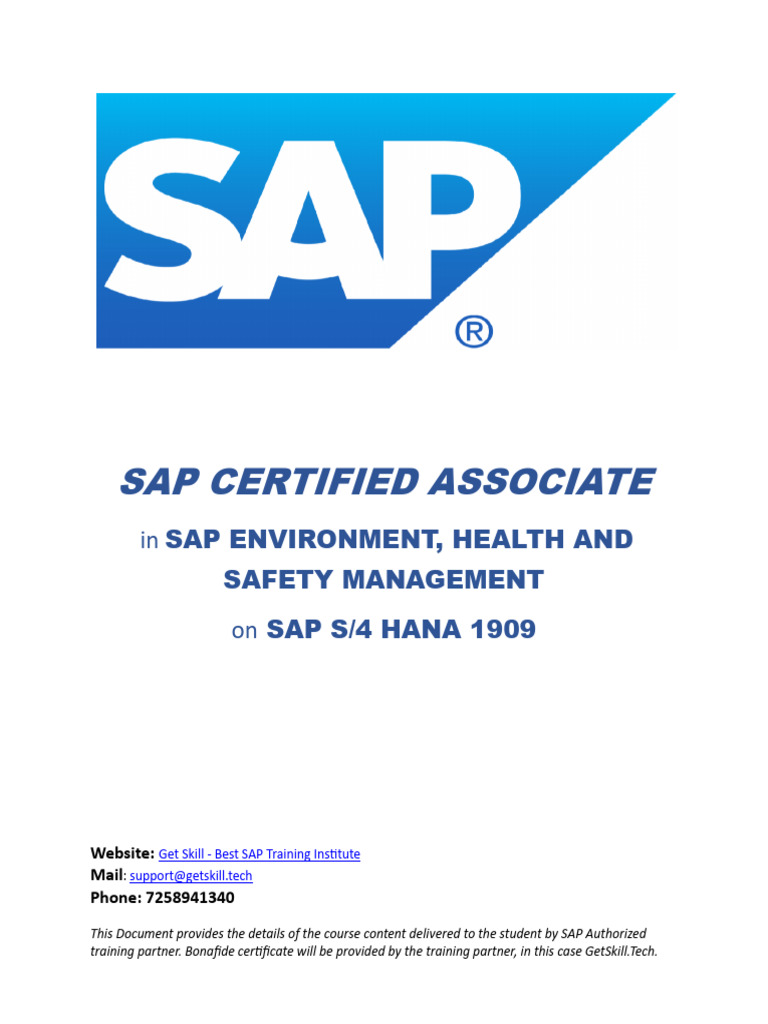 SAP EHS Course Details | PDF | Specification (Technical Standard) | Dangerous Goods