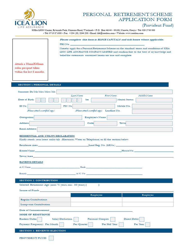 Prs Application Form Provident Fund | PDF | Life Insurance | Trustee