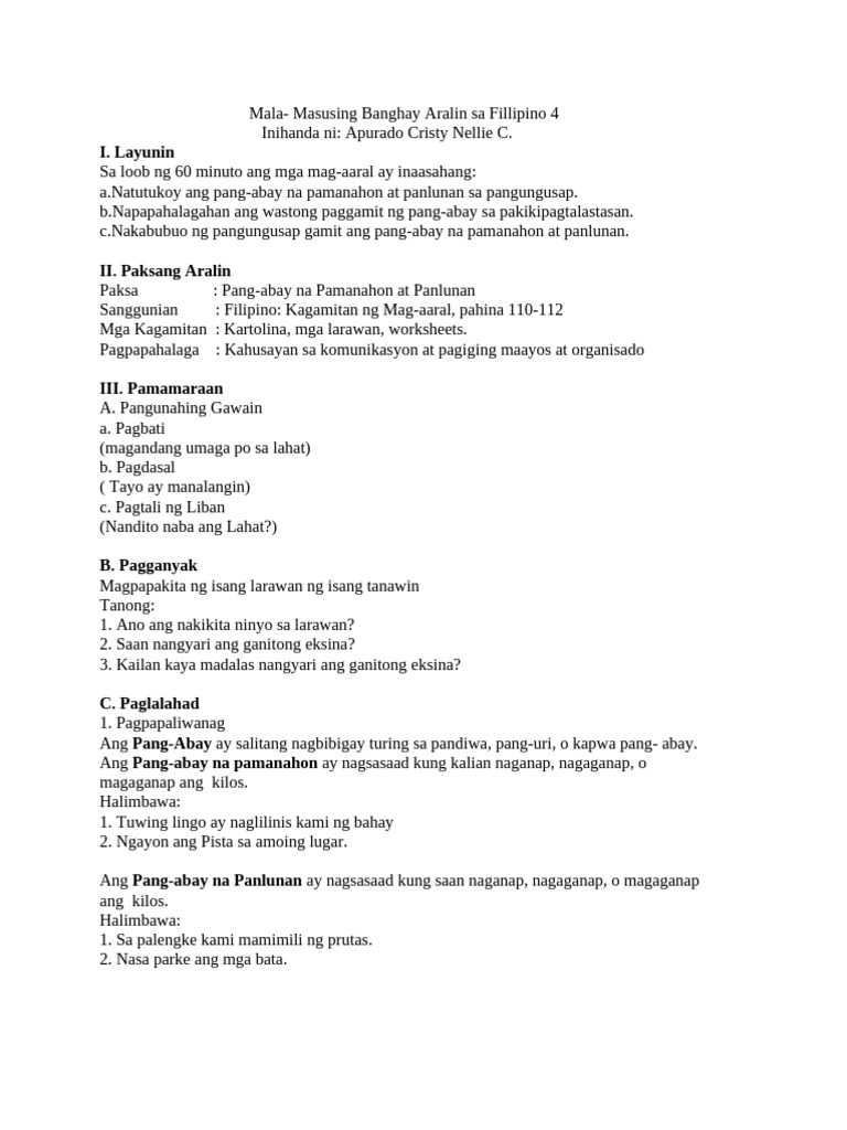 Mala-Dtalyadong Banghay Arlain Sa Fil13 | PDF