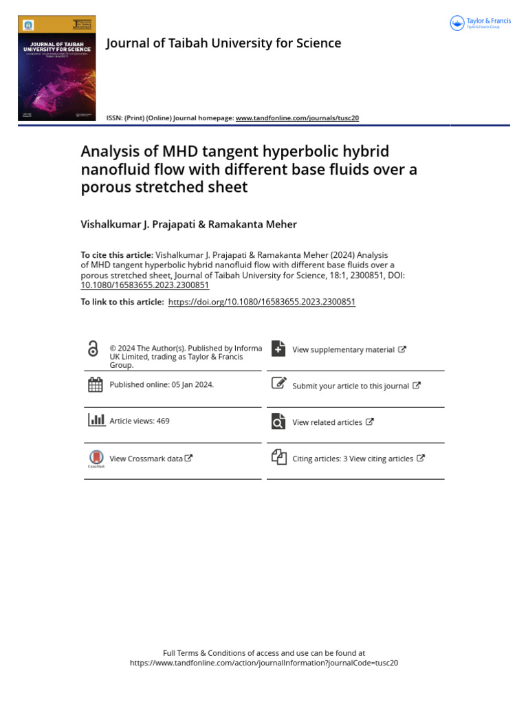 Analysis of MHD Tangent Hyperbolic Hybrid Nanofluid Flow With Different Base Fluids Over A ...