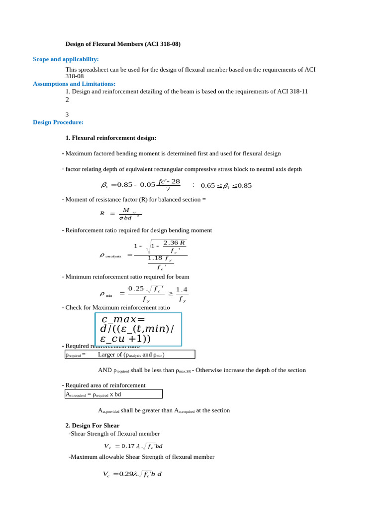 ACI Beams (Doubly Reinf) Design | PDF | Bending | Strength Of Materials