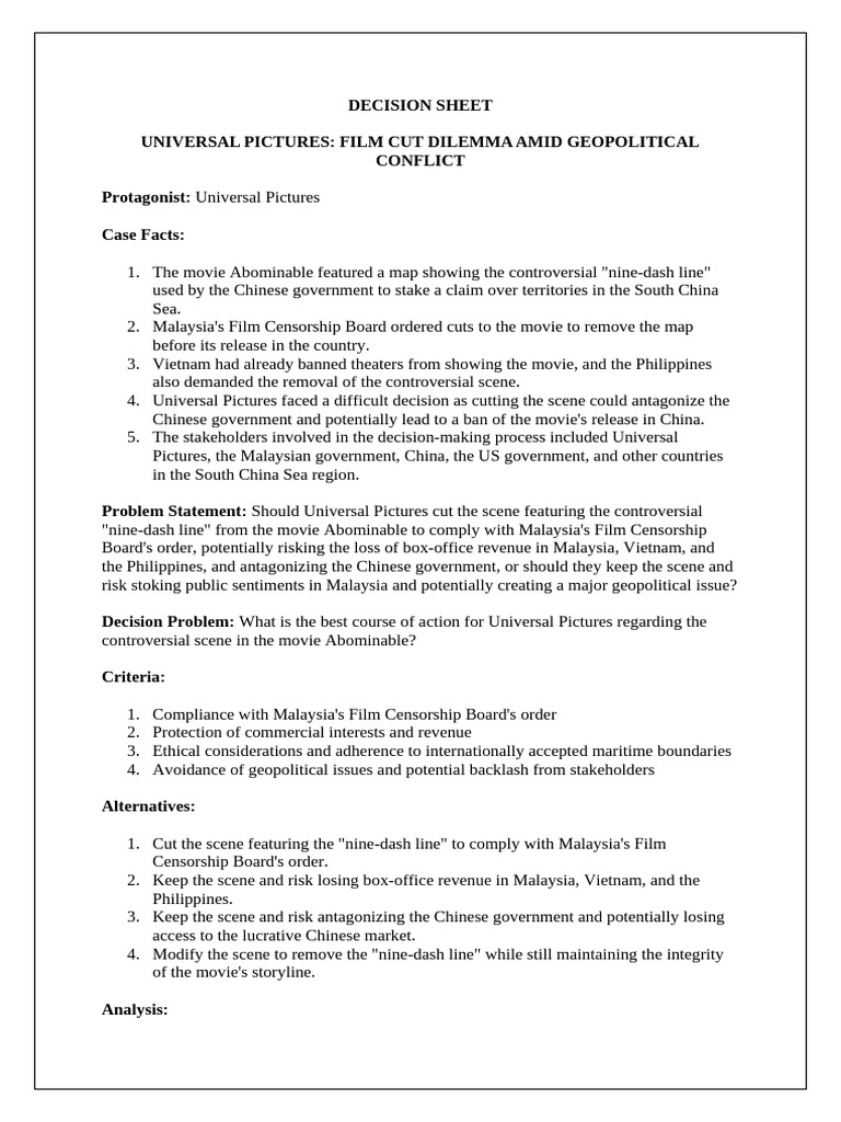 Decision Sheet Universal | PDF