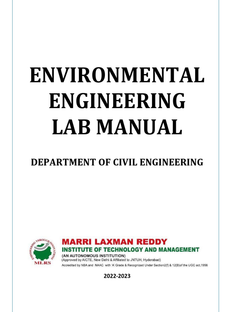 Environmental Engineering Lab Manual 2022-23 | PDF | Water | Engineering