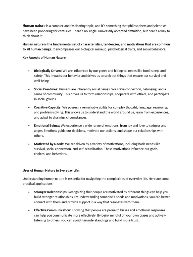 Understanding Human Nature and Behavior | PDF | Critical Thinking ...